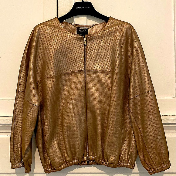LUI•JO | Jackets & Coats | Liujo Antique Gold Perforated Goat Leather ...